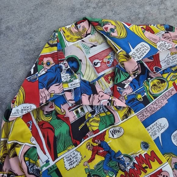 Nicky Zann | Tops | Rare Nicky Zann 7s Mod Vintage Authentic Love Comic Button Up Shirt | Poshmark